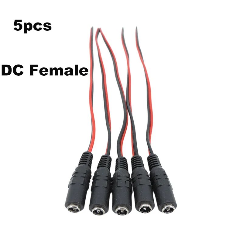 Кабель питания AC/DC 5.5x2.1мм 26см Red Female x 5pcs