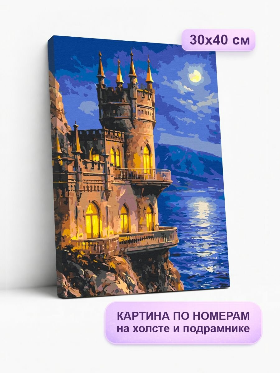 Картина по номерам на холсте с подрамником 30х40 см. Города, улицы, достопримечательности, путешествия. "Крым. Ласточкино гнездо", арт. 7293/