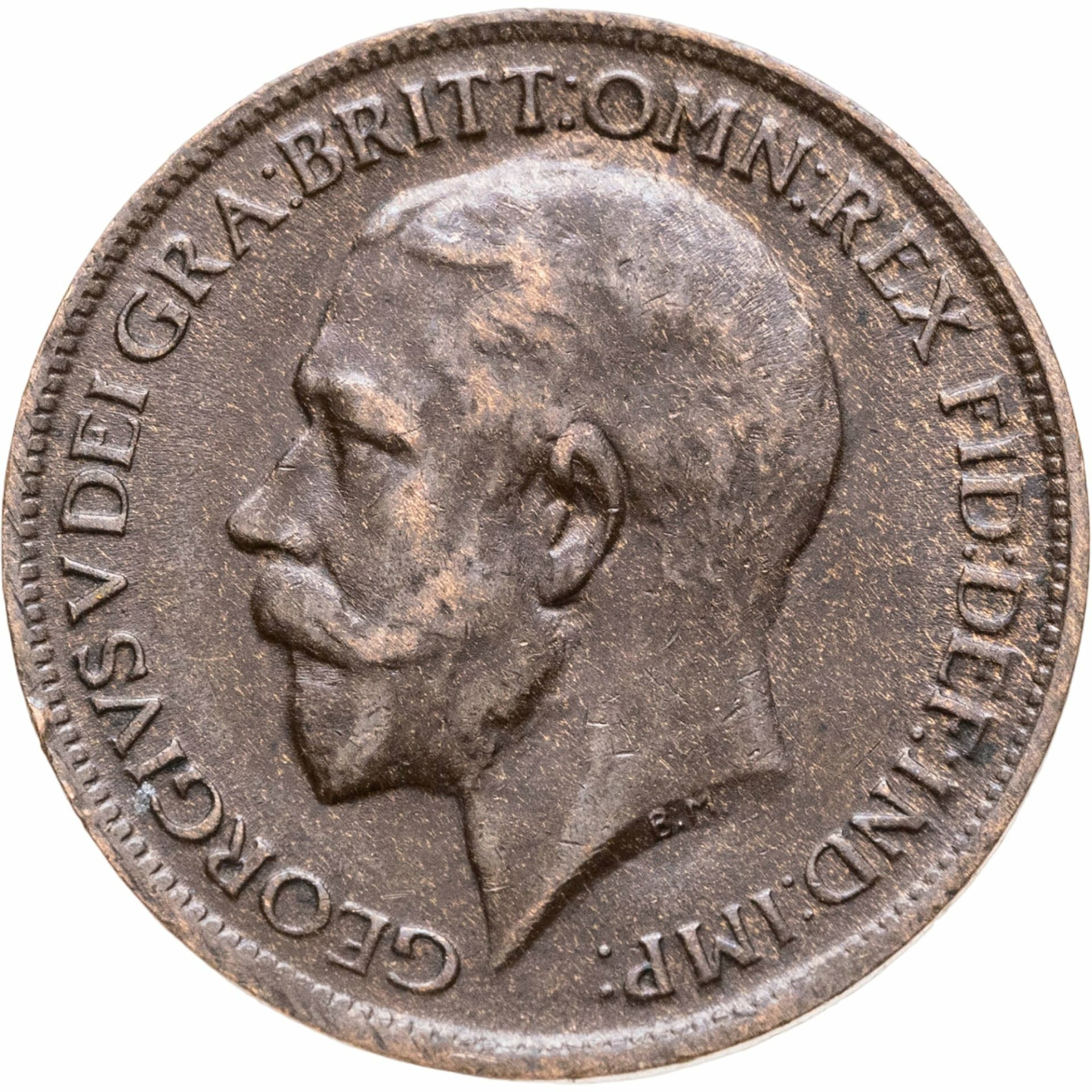 Великобритания 1 фартинг farthing 1919, Бронза, в сохранности XF