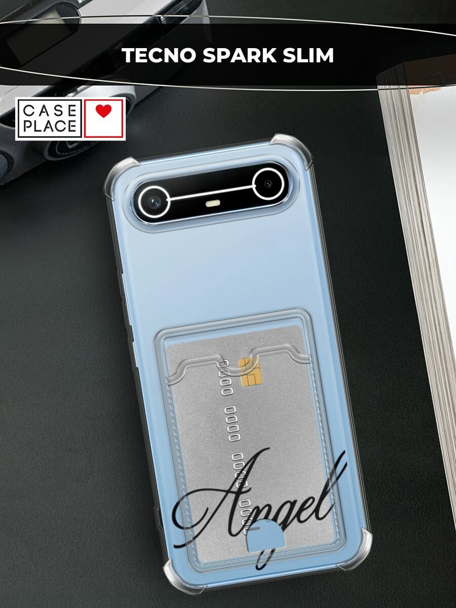 Чехол на Tecno Spark Slim (Текно Спарк Слим) с картой и принтом Angel