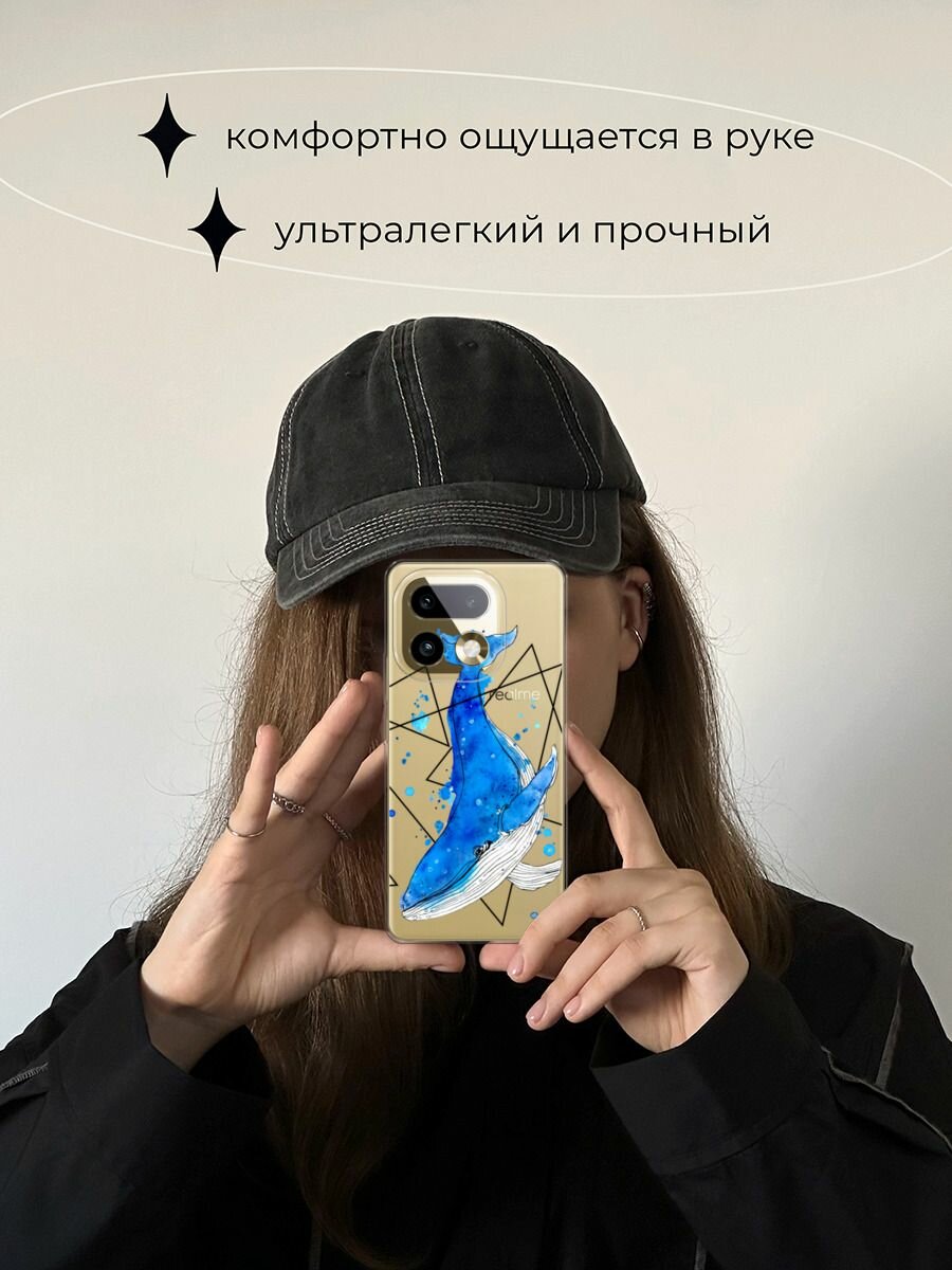 Чехол на Realme 16 Pro+ / Реалме 16 Про+ с принтом Кит графика, прозрачный — фото 1