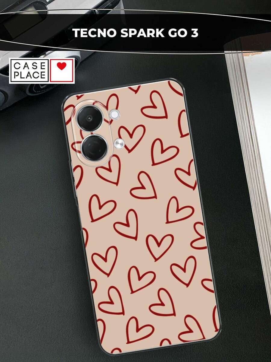 Чехол на Tecno Spark Go 3 / Текно Спарк Го 3 с принтом Little hearts doodles 1