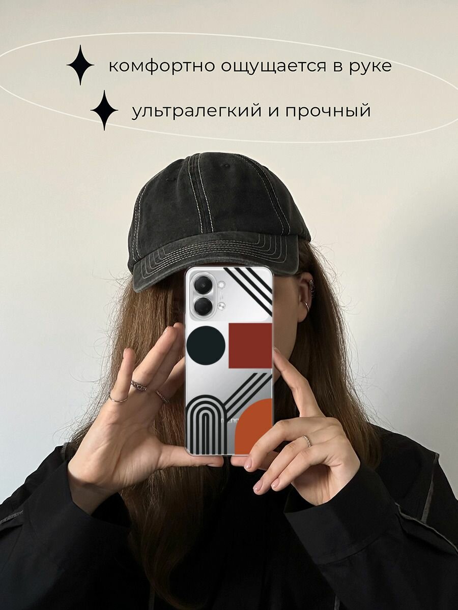 Чехол на Tecno Spark Go 3 / Текно Спарк Го 3 с принтом Абстрактная композиция, прозрачный — фото 1