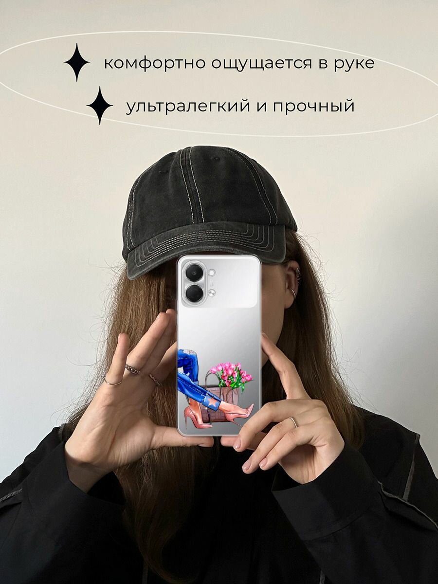 Чехол на Tecno Spark Go 3 / Текно Спарк Го 3 с принтом В каблучках, прозрачный — фото 1