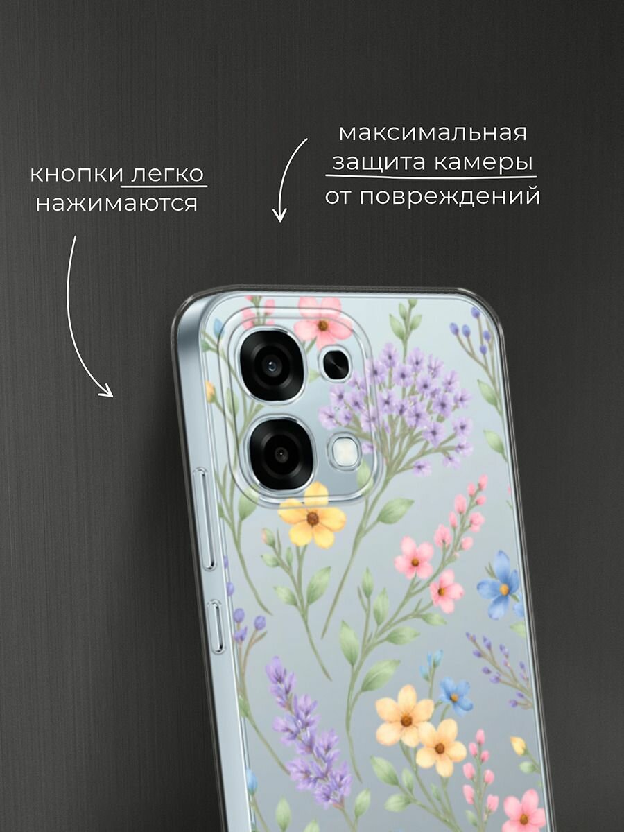 Чехол на Oppo A6 Pro / Оппо A6 Про с принтом Весенние цветения, прозрачный — фото 1