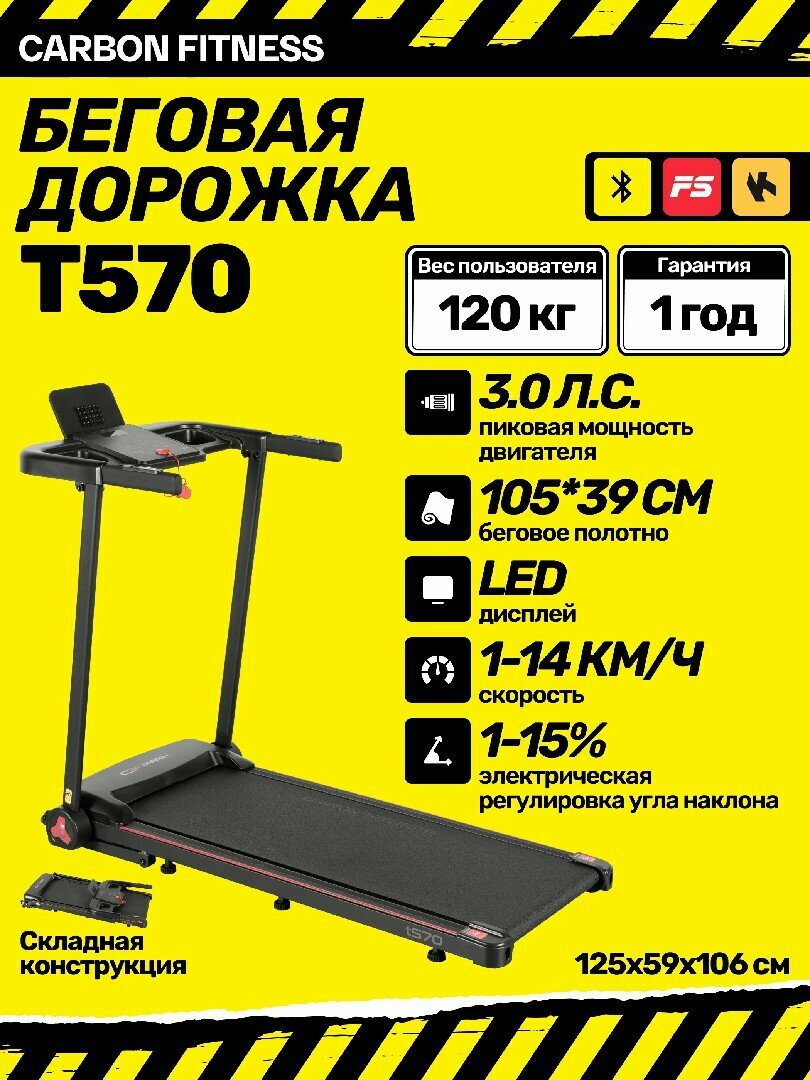 Беговая дорожка электрическая складная для дома CARBON FITNESS T570
