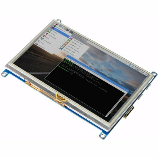 Сенсорный дисплей Acd Резистивный без корпуса, 800*480 IPS матрица, вход HDMI питание по USB, для Raspberry Pi 3 (WS12030)