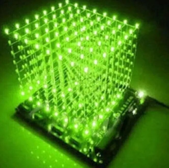 Зеленый; Электронный конструктор DIY набор для пайки 3D светодиодный куб 8х8х8