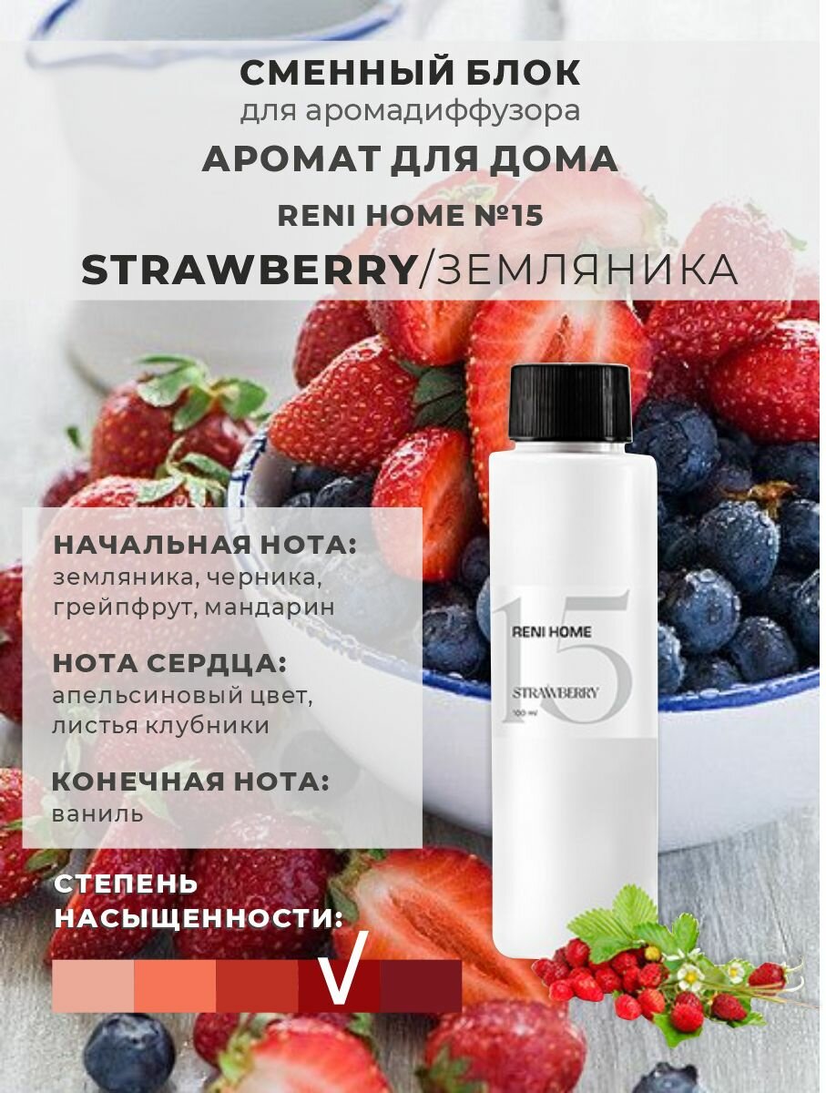 RENI HOME 15 STRAWBERRY / Земляника, сменный блок (рефил) 100 мл
