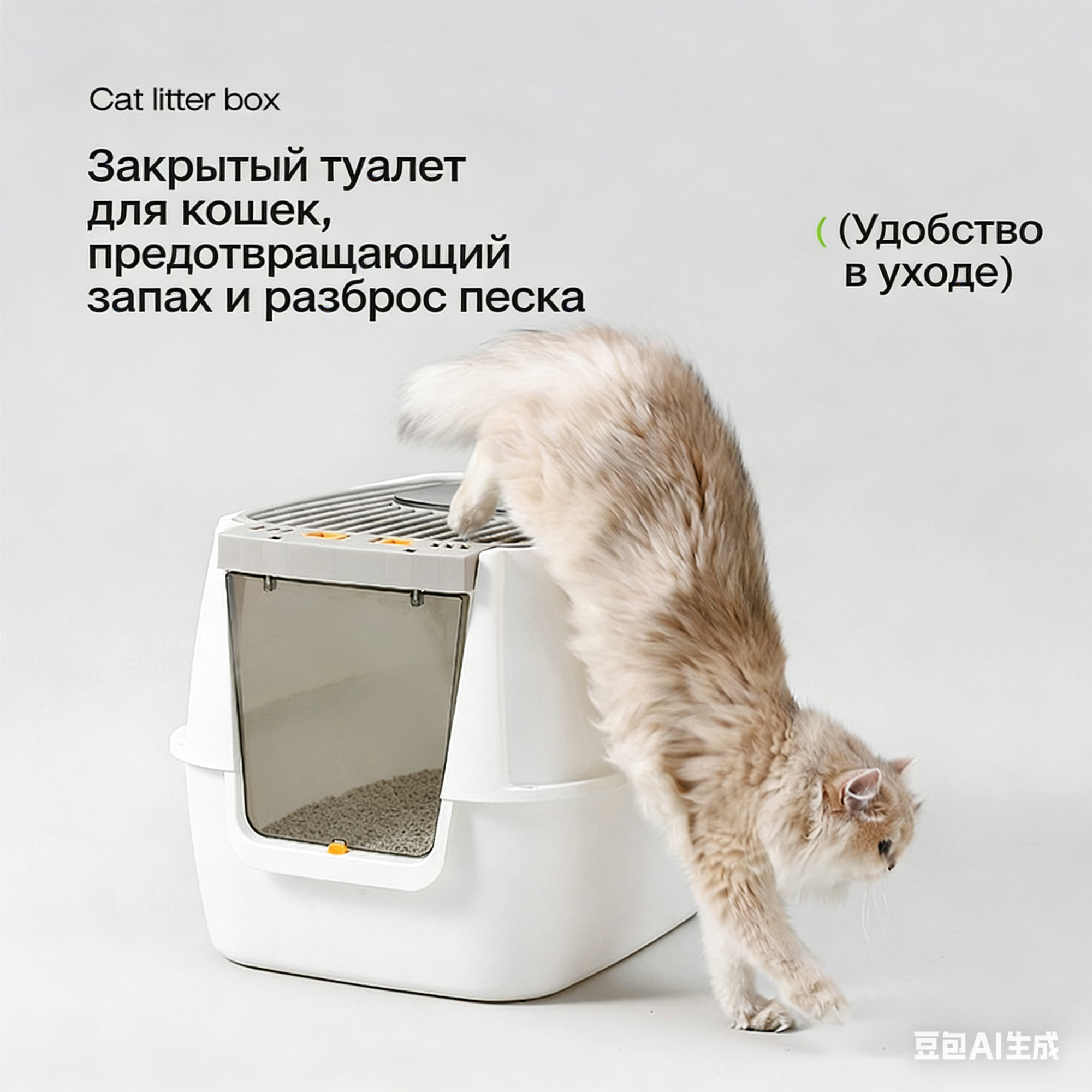 Закрытый лоток для кошек с защитой от запаха и рассыпания наполнителя
