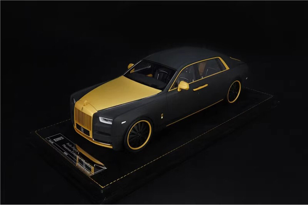 Модель коллекционная HH Rolls-royce phantom series ii ewb 2026 matt black / роллс ройс фантом черный с желтым