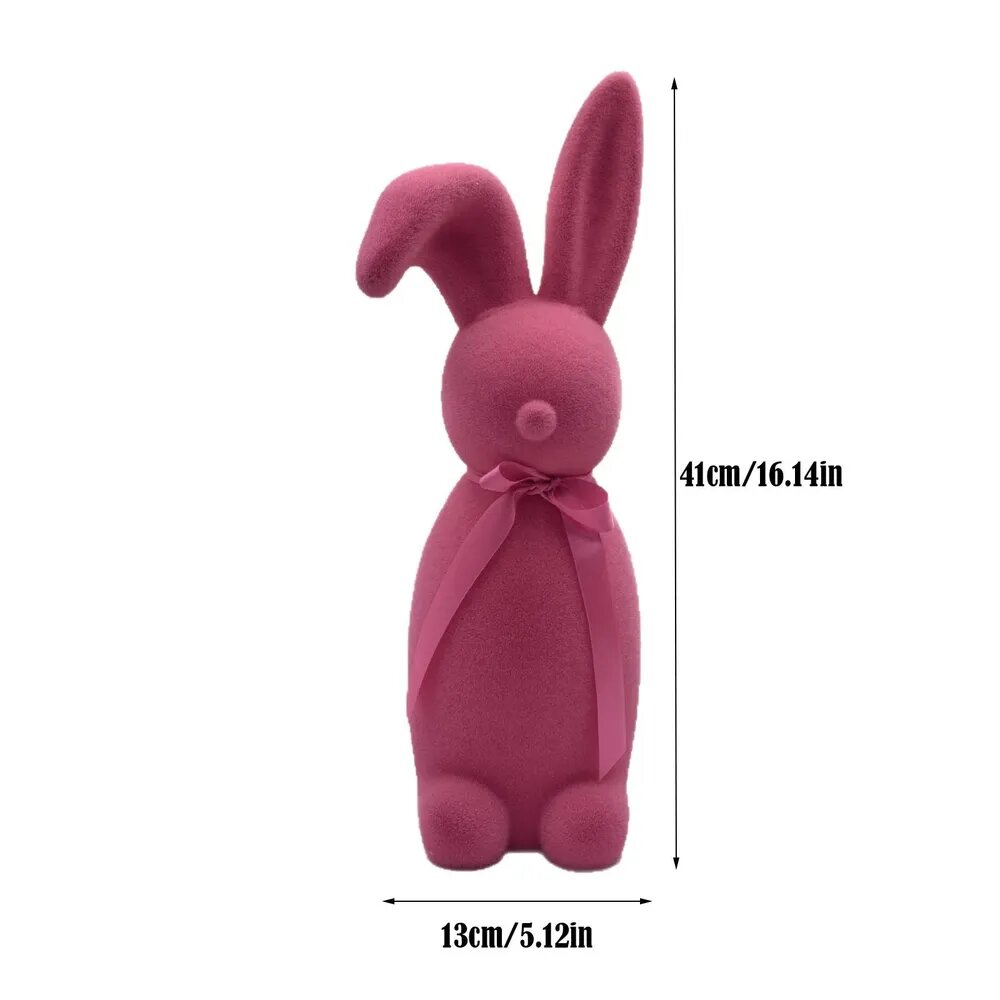 Пасхальный декор Easter Flocked Easter розовая фигурка кролика из пены 31см — фото 1