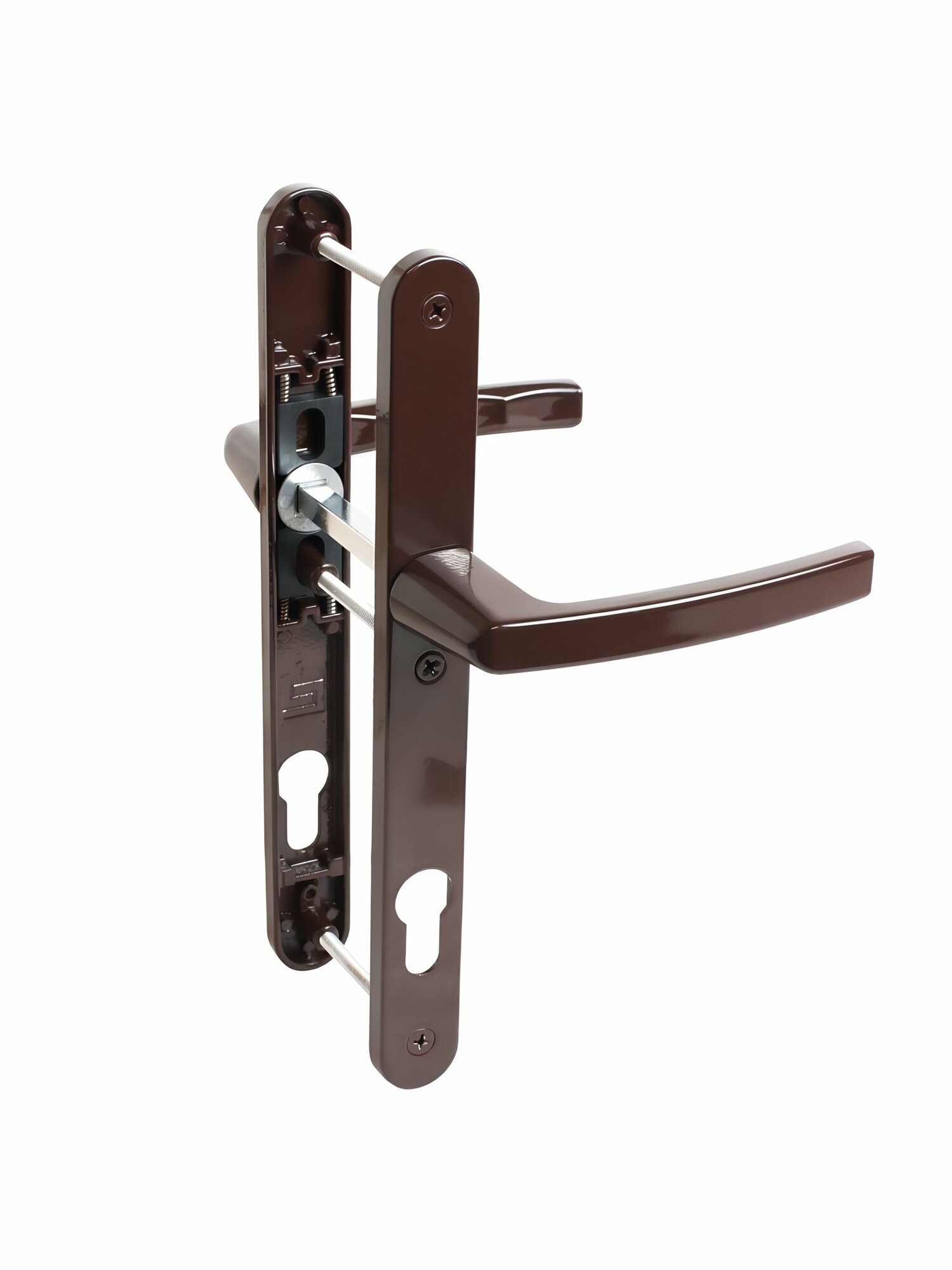 Ручка дверная Булат РФ 92.25.02.8017 урал на планке для цилиндрового замка, комплект из 2 штук, коричневый алюминиевый сплав
