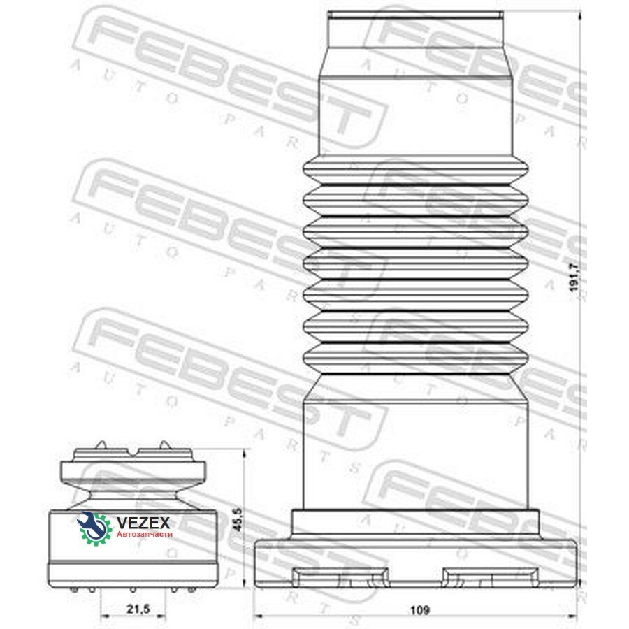 FEBEST MZSHB-GHF-KIT Пыльник передн амортизатора с отбойником комплект MAZDA 6 GH 2007-2012 MZSHB-GHF-KIT