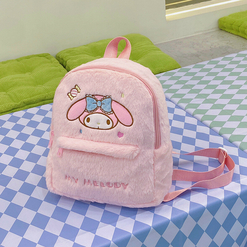 My melody plush backpack girls school bag with durable material for daily use pink