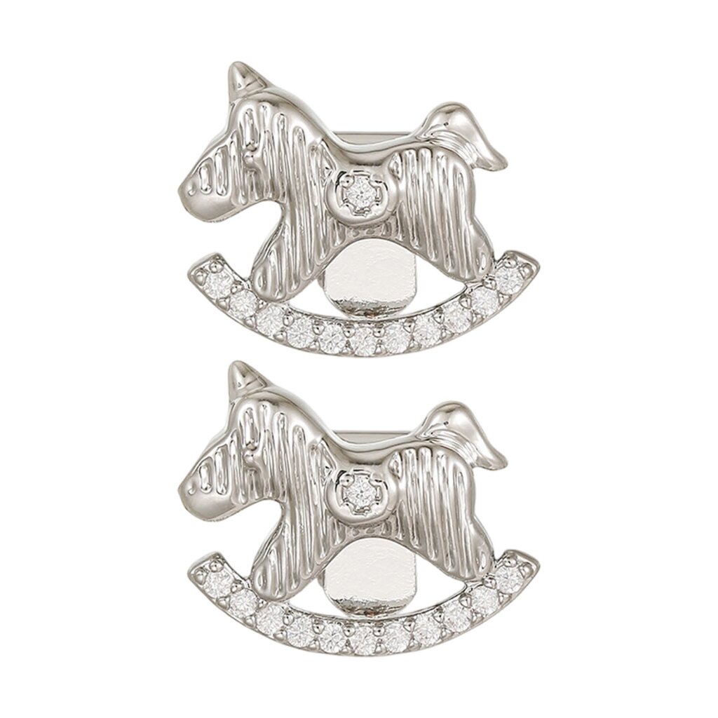 Минималистичные серьги-клипсы в стиле «пони» для застежки Freeclip 1/2 Diamond Buckle - серебристые.