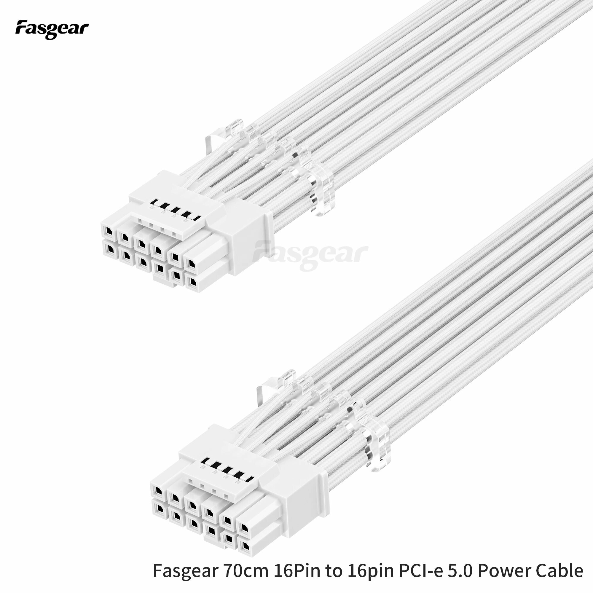 Fasgear PCI-e 5.0 12VHPWR Кабель питания графического процессора 50 см 600 Вт 16-контактный разъем «папа-папа» для серии RTX 4000 и 5090 до модульного источника питания ATX 3.0