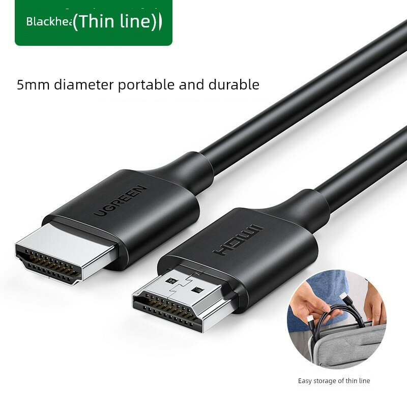 HD HDMI кабель с черным тонким дизайном, длина 1 метр для 4K устройств, компьютеров и умных дисплеев