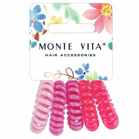 Резинки для волос набор 5 шт, диаметр 3 см, пружинка, оттенки розового, MONTE VITA (монте вита), 457060