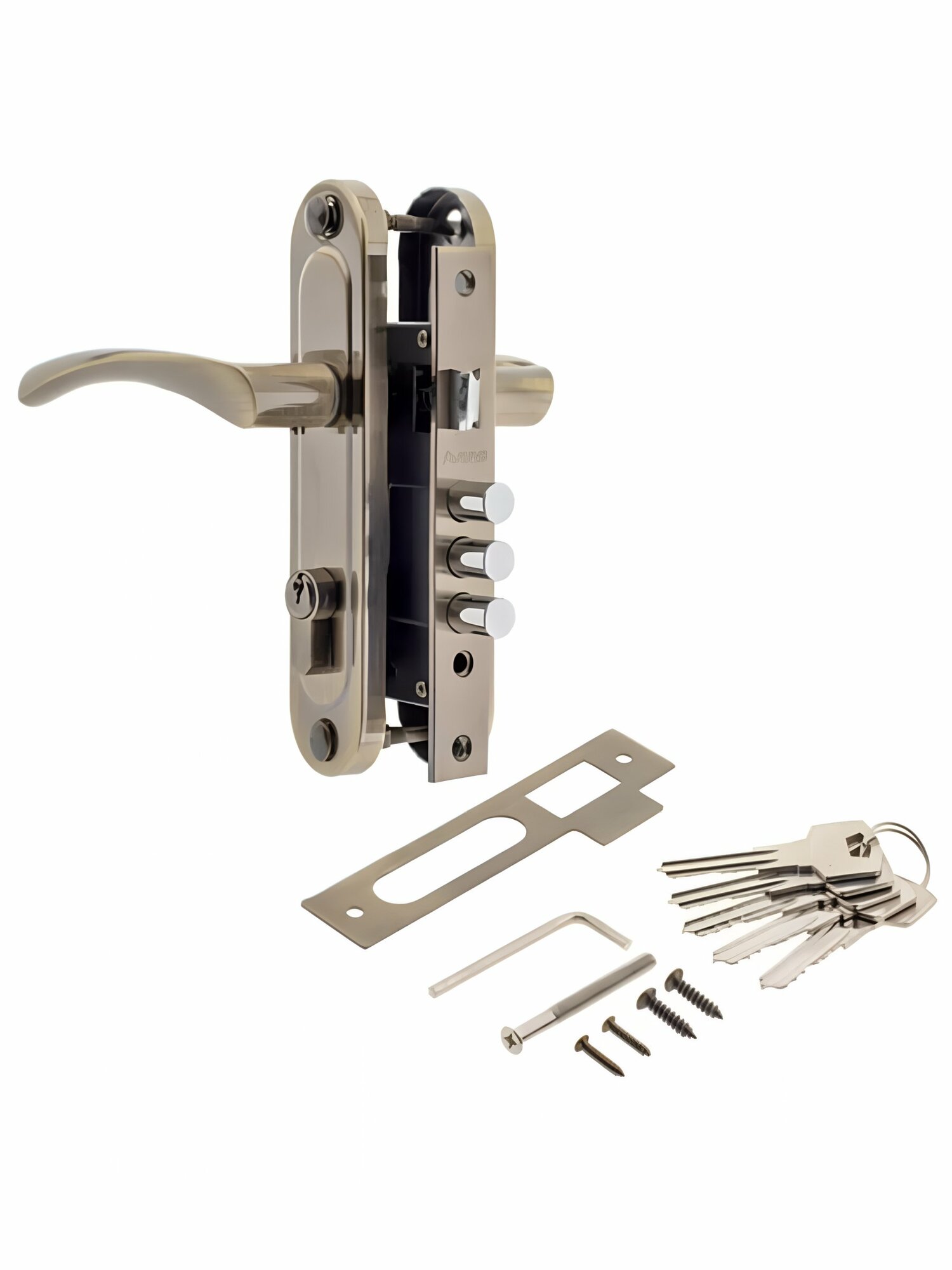 Замок врезной Avers, 1023/60-AB, 28068, ручка в комплекте, цилиндровый, бронза