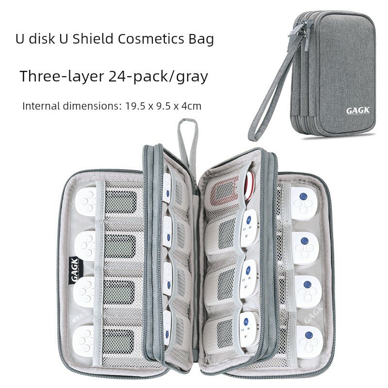 Трехслойный чехол для 24 USB-токенов - серый, портативный чехол для банковских устройств