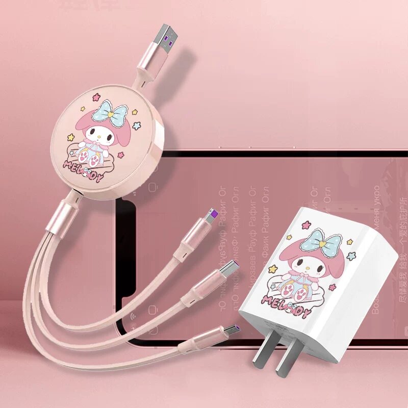 Набор My Melody розовый 22.5W быстрой зарядки: адаптер и кабель USB-C для iPhone