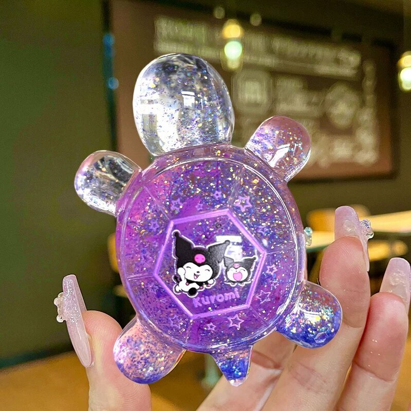 Фигурка черепахи с неоновым песком от Sanrio, 10 см высота, фиолетовый цвет, декоративная игрушка