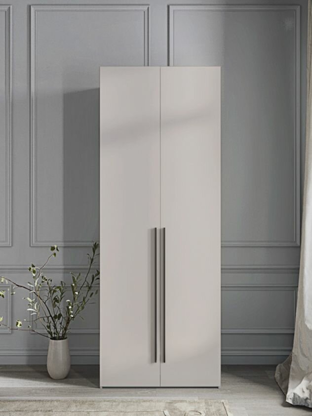 Casa Mia 60x50x210 см. Шкаф в детскую комнату узкий распашной, 2-дверный с полками, кашемир, Ручка AL3192 960мм черный матовый MBK