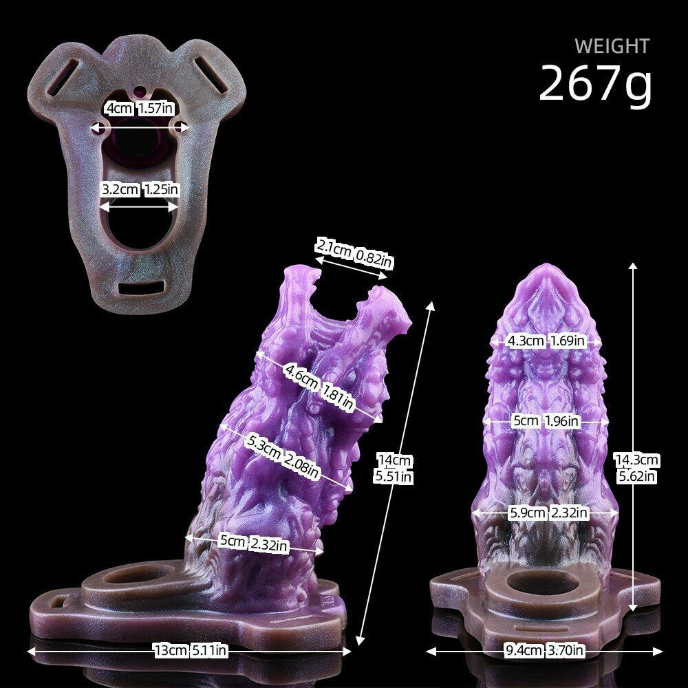 SHAZ PA3010 Силиконовый усилительный рукав с кружевным ремешком, фиолетовый, зубчатый рисунок комфортного прилегания