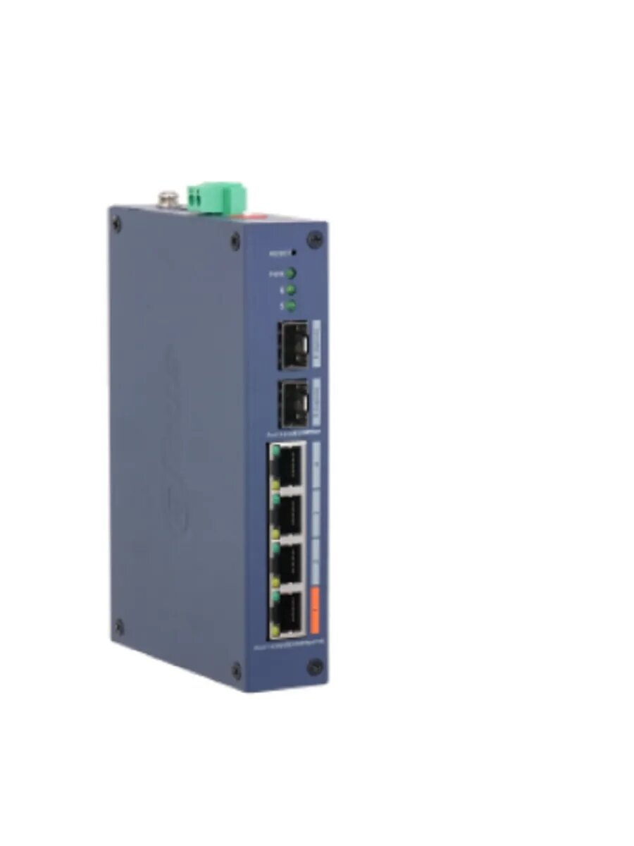 Коммутатор DAHUA DH-CHS4206-4GT-60 синий, 4-портовый PoE 4 RJ45 10/100/1000Мбит/с (PoE/PoE+/Hi-PoE), 2 SFP (uplink)