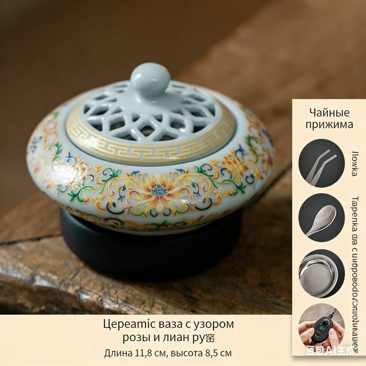 Электронный кадильница с цифровым дисплеем и таймером для благовоний и ладана, синий