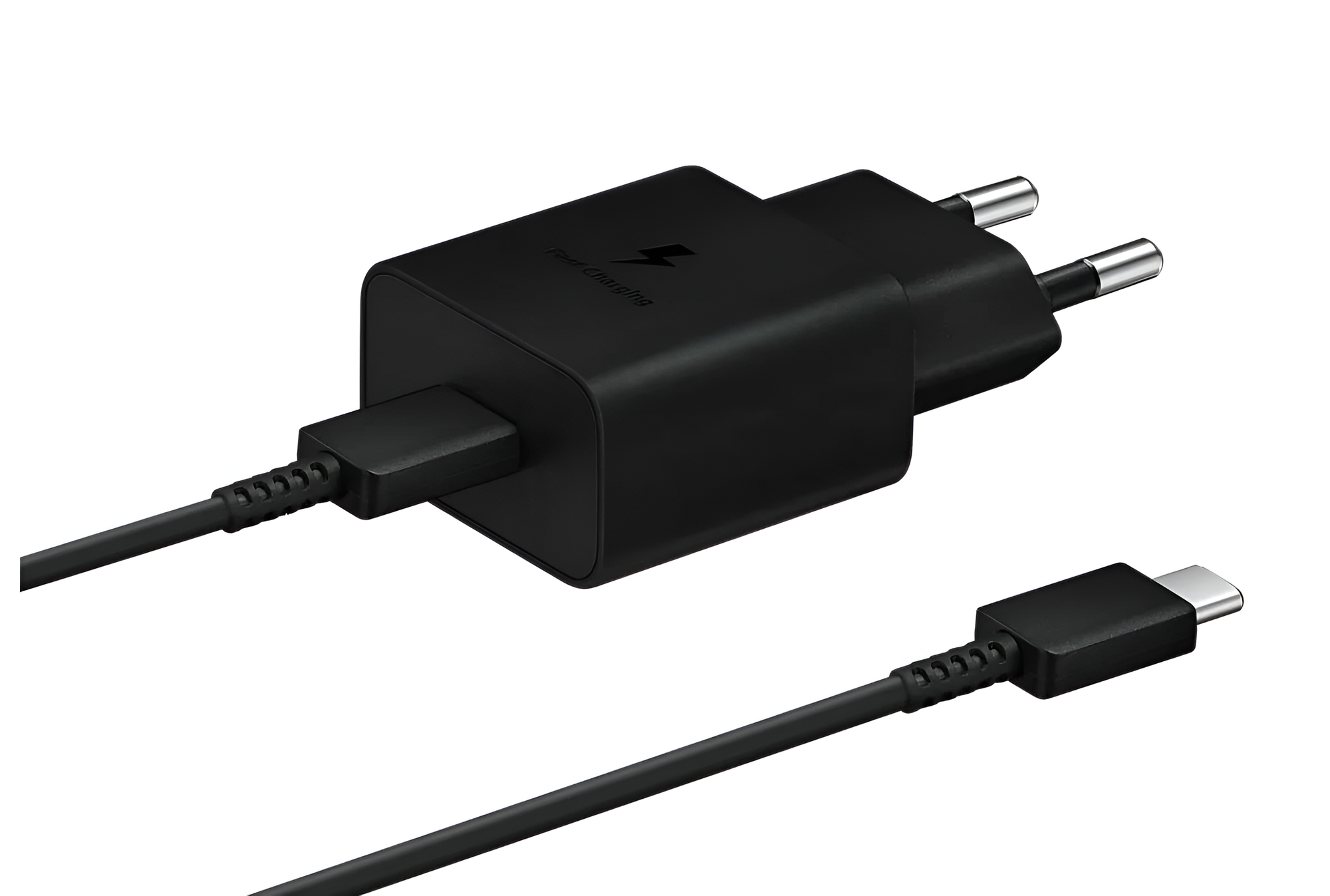 Samsung Сетевое зарядное устройство USB Type-C, быстрая зарядка с кабелем 15 W, черный