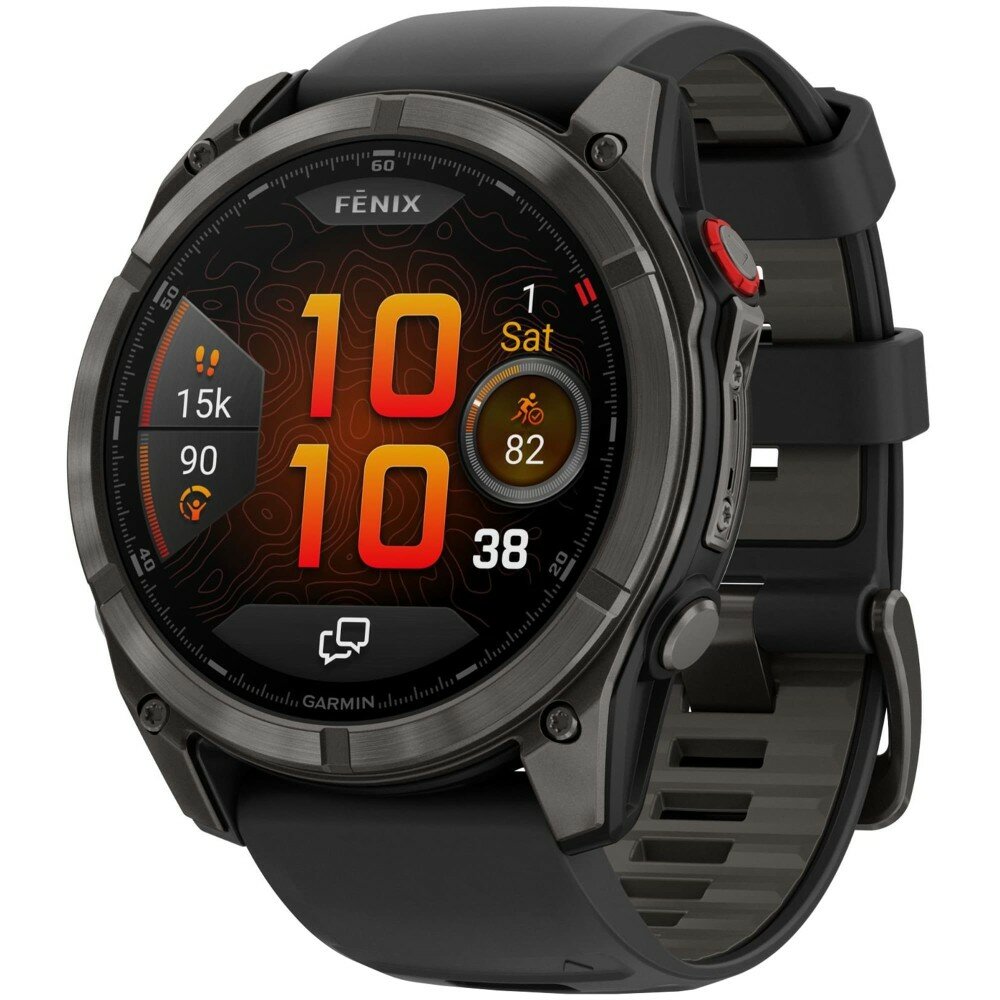 Умные часы GARMIN FENIX 8 PRO 51mm Amoled Sapphire Lens Carbon Grey DLC Titanium With Black/Pebble Grey Silicone Band