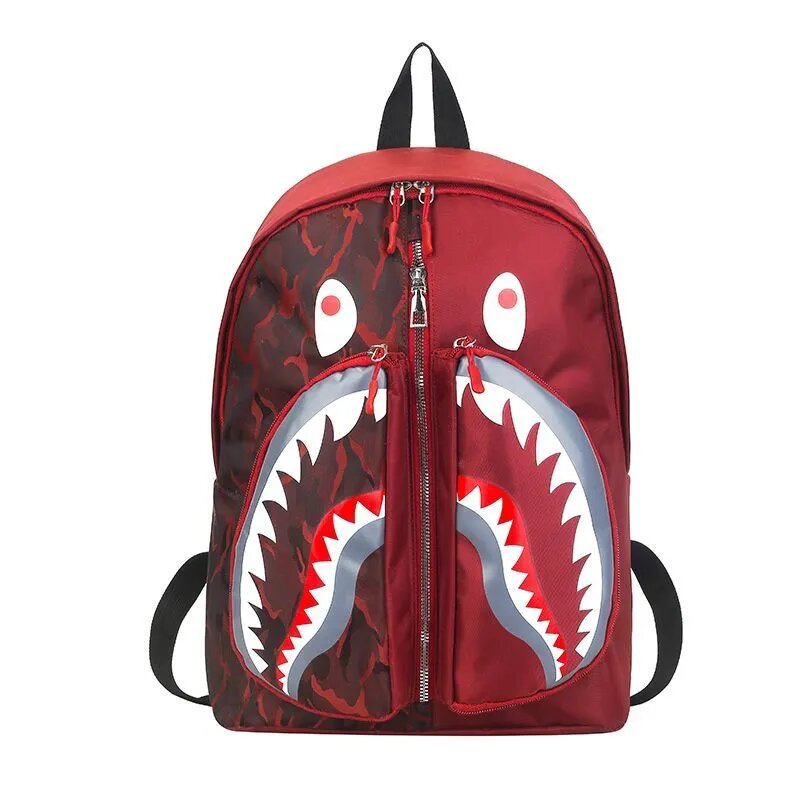 SprayGround Рюкзак Bape Shark-Red городской, спортивный для взрослых и детей из имитации кожи 45x15x28 см