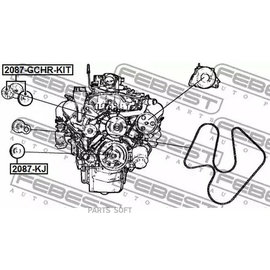 FEBEST 2087GCHRKIT FEBEST 2087-GCHR-KIT Ролик натяжной (компл-2шт) JEEP GRAND CHEROKEE III 2004-2010 2087-GCHR-KIT