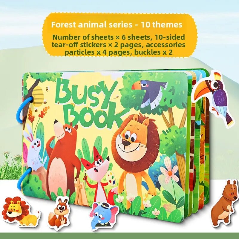 Детская развивающая книга с наклейками Forest Animal Style