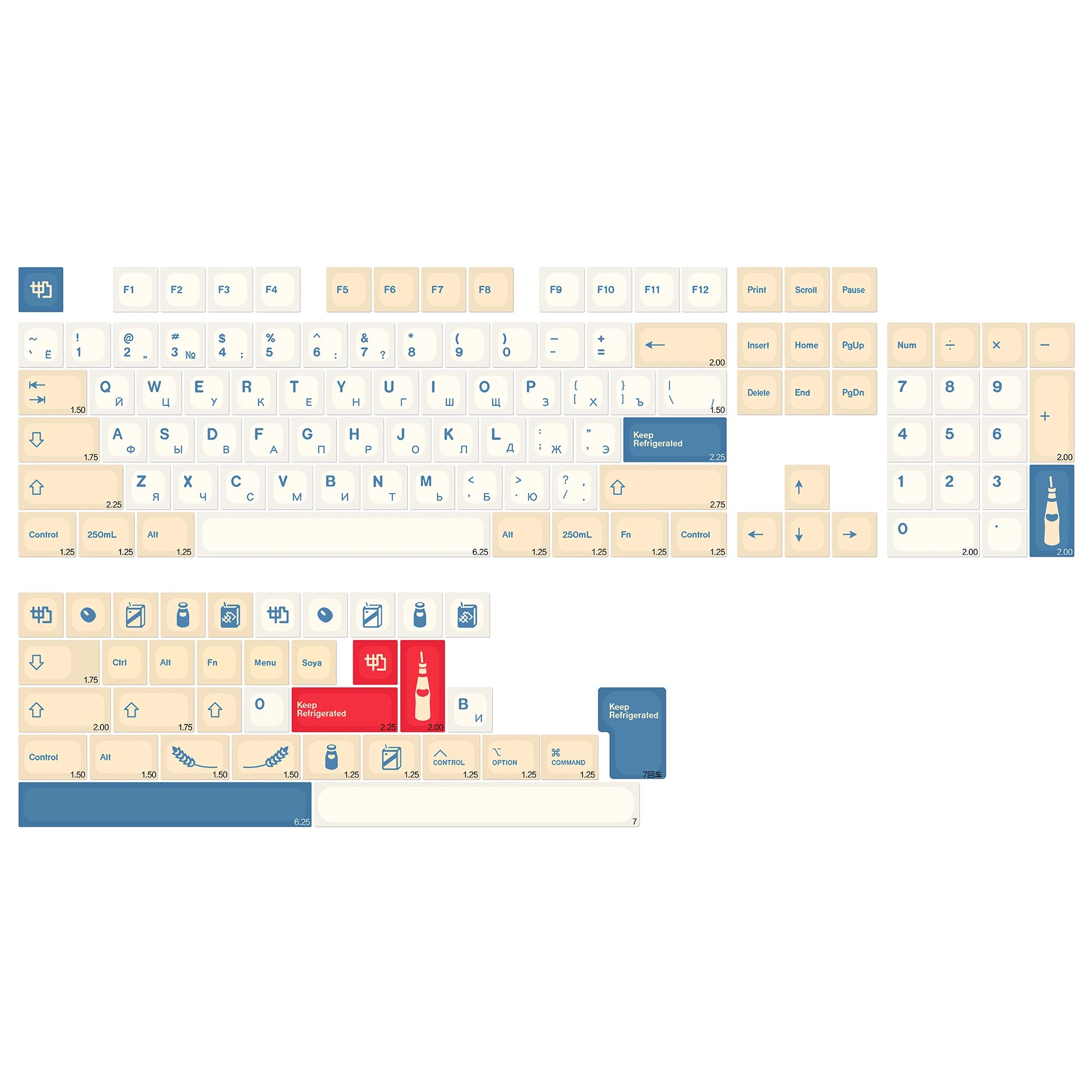 KBDiy GMK SoyMilk -RU Keycaps PBT 136 шт.
