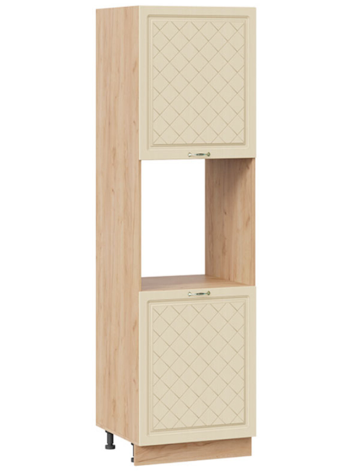 Пенал кухонный напольный с нишей 600 Модена (дуб ваниль) корпус крафт Huge Mebel. Ширина 600 Высота 2132. Модули кухонные нижние Huge Mebel. Ширина 600 Высота 2132