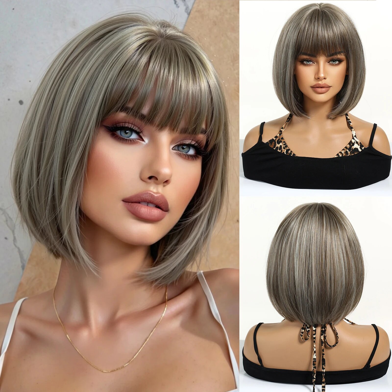 Синтетический парик EASIHAIR, Блонд, Короткий боб с челкой, SWLC8359-1BL10