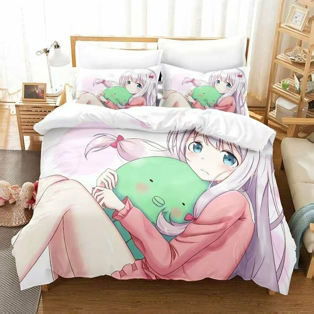 Комплект постельного белья NoEnName_Null 3D аниме4 предмета полиэстер/3pcs 180x220cm, Набор, Розовый