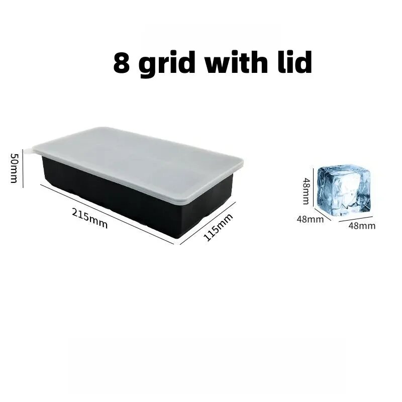 Силиконовые формы для льда 15 шт. Серый, 8 grid with lid