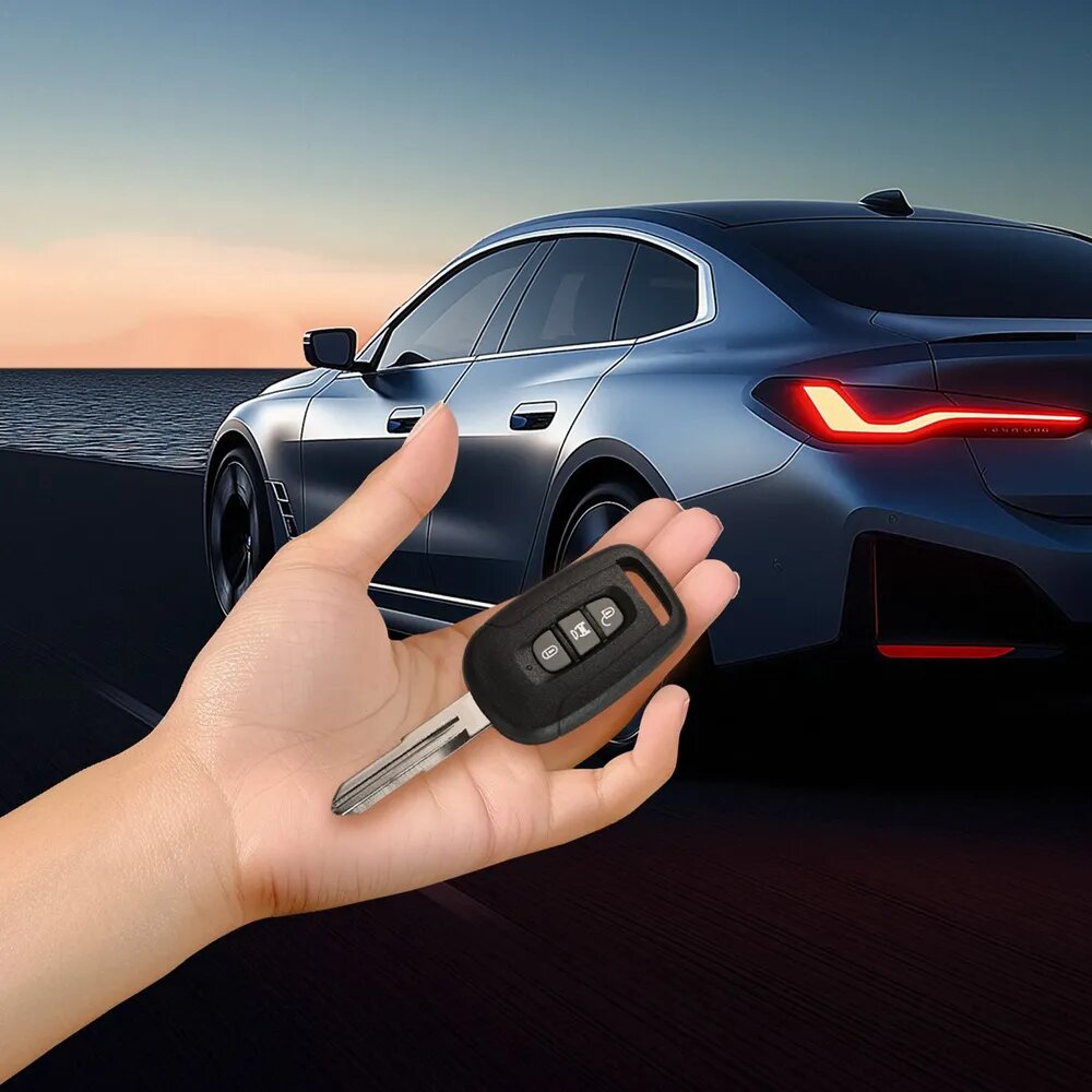 Автосигнализация брелок 3 кнопки 433 МГц Чип ID46 для легковых автомобилей черный матовый — фото 1