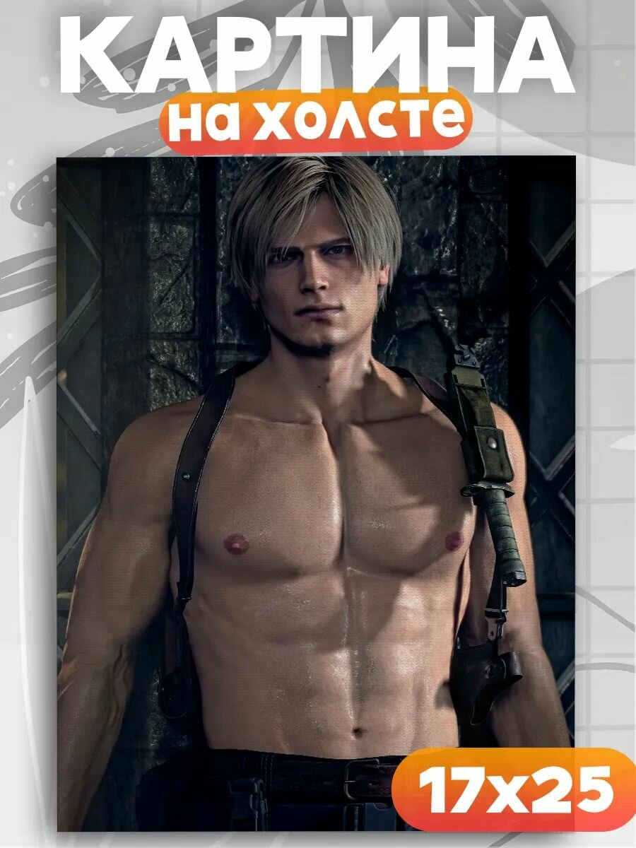 Картина на стену Resident evil Леон кеннеди, на подрамнике, 1шт, 25х17 размер.