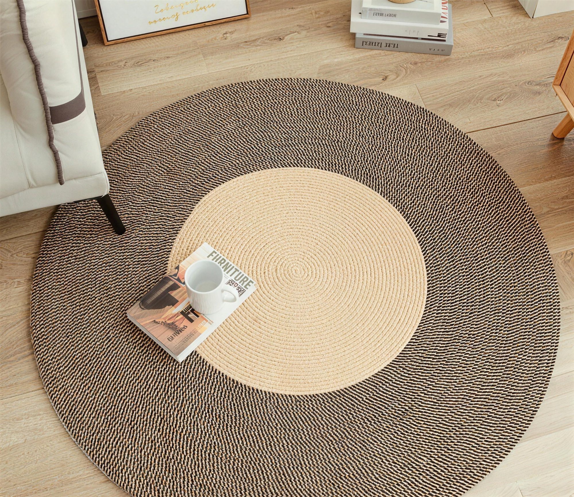 Nordic cotton rope European-style tassel floor mat balcony cotton and linen scratching carpet 80x80 см