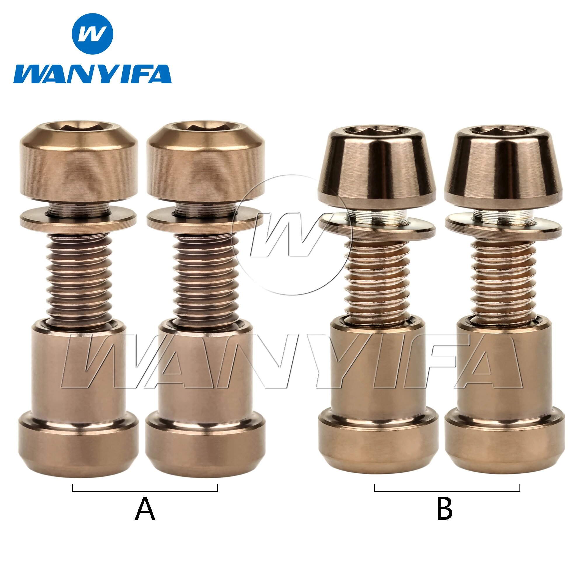 Комплект титановых болтов Wanyifa M5x16 для велосипеда Bronze, 16mm, A