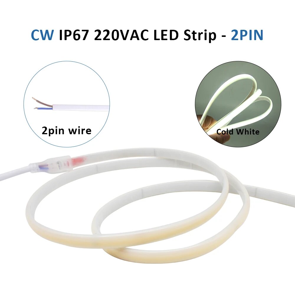 Водонепроницаемая светодиодная лента MJJC COB 220В 240leds/м 3000K 4000K 6000K
