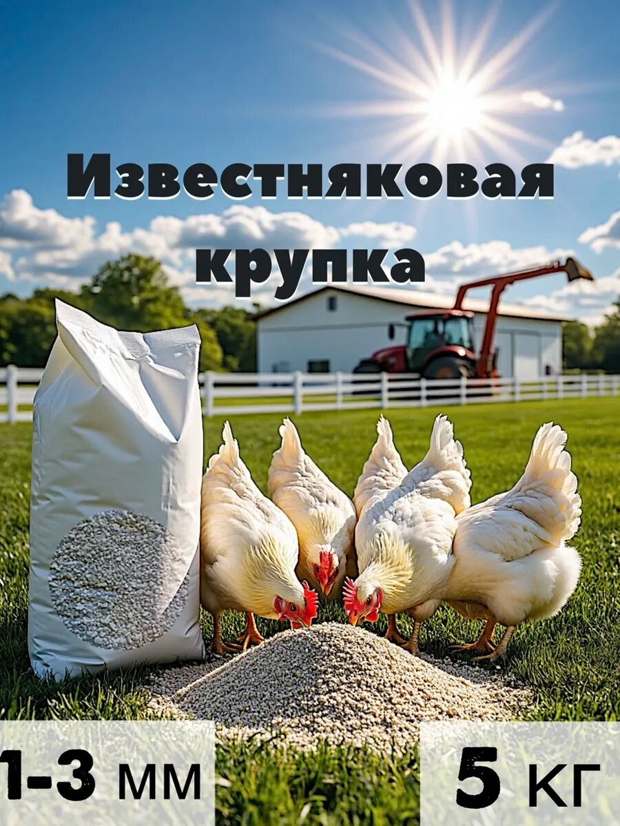 Известняковая крупка, для кур, фракция 1-3мм, 100% натурально, 5 кг