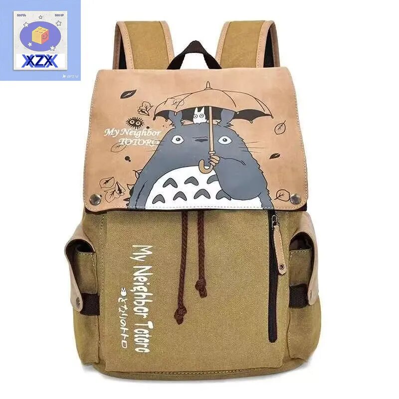 Рюкзак "My Neighbor Totoro" из искусственной кожи и канвы, размер 42x27x12 см, 30+ л, унисекс, для путешествий и школы