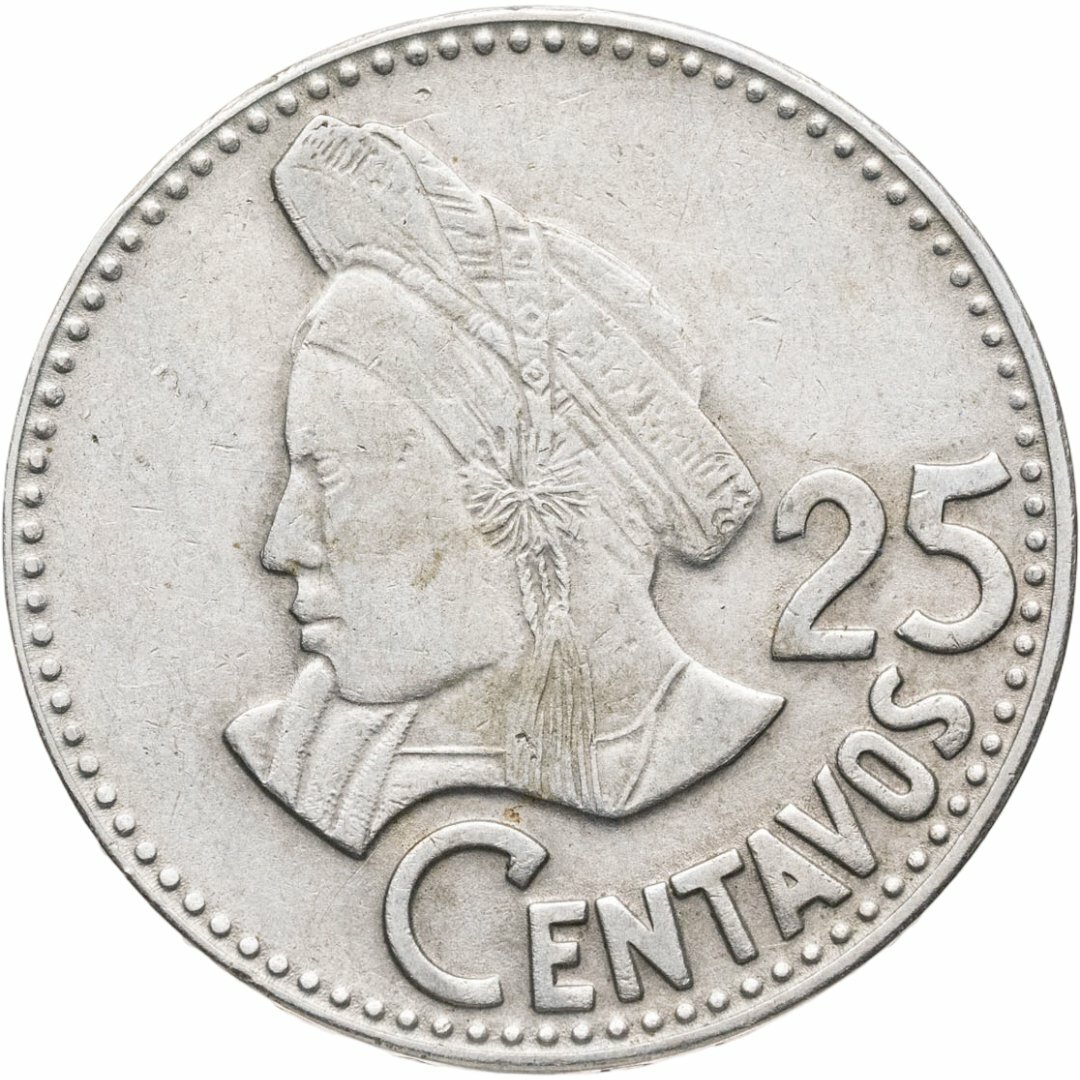 Гватемала 25 сентаво centavos 1979, Мельхиор медь-никель, в сохранности VF-XF