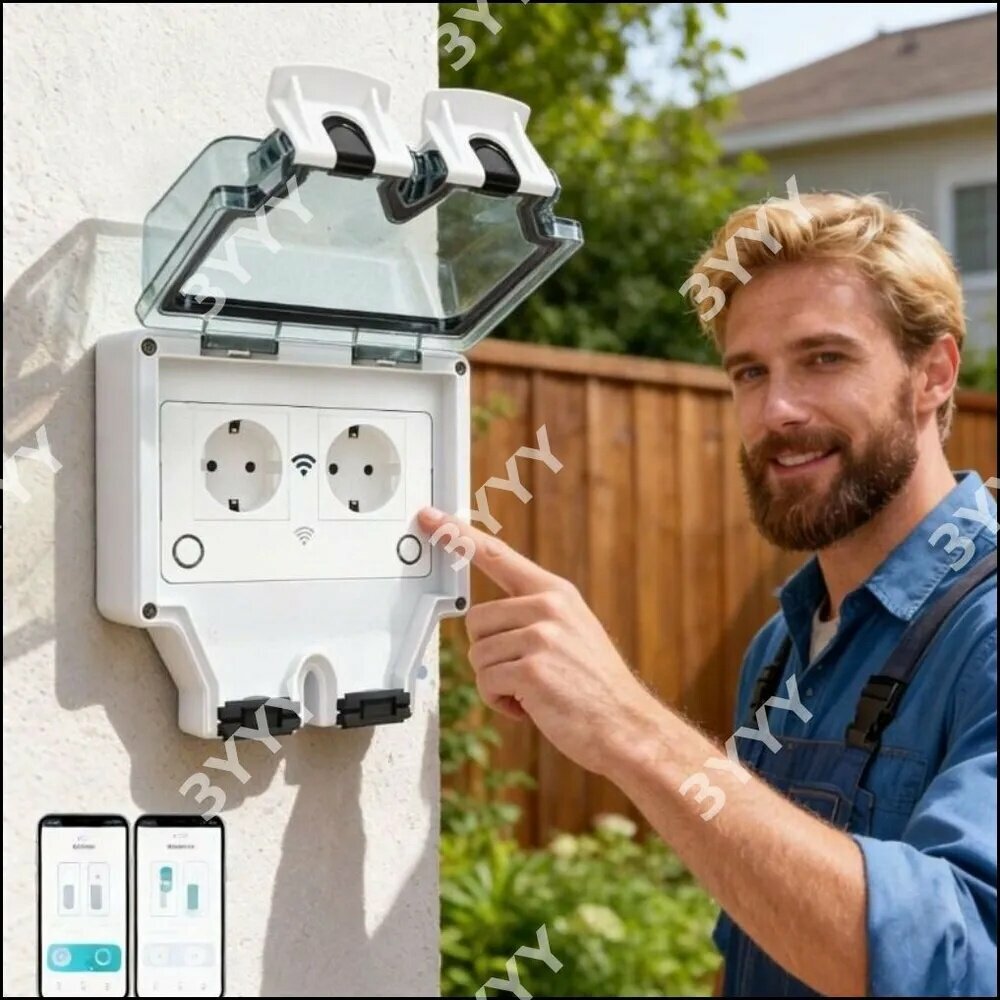 Влагозащищенная умная розетка Tuya для улицы, 220В, с WiFi и таймером, бестселлер для России и Европы